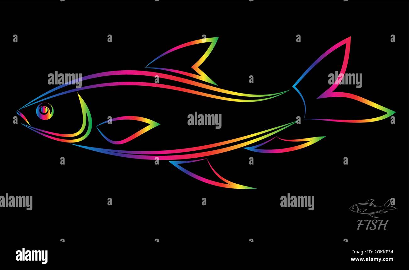 Vector image of an fish on black background. Easy editable layered ...