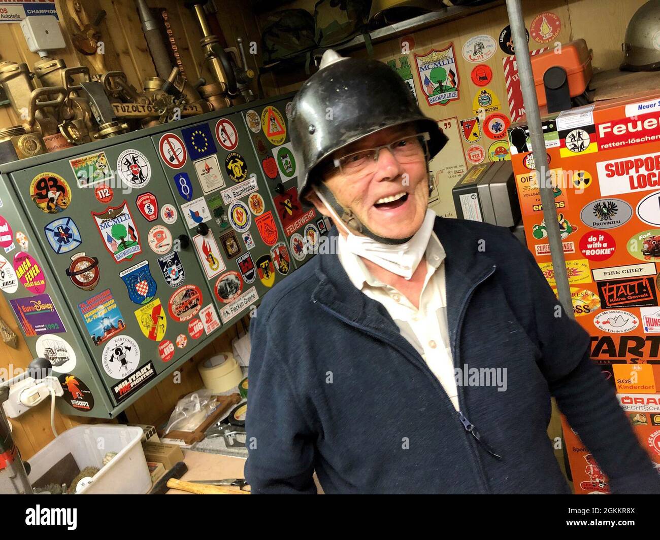 92-year-old Horst Teumer laughs as he shows off the original ...