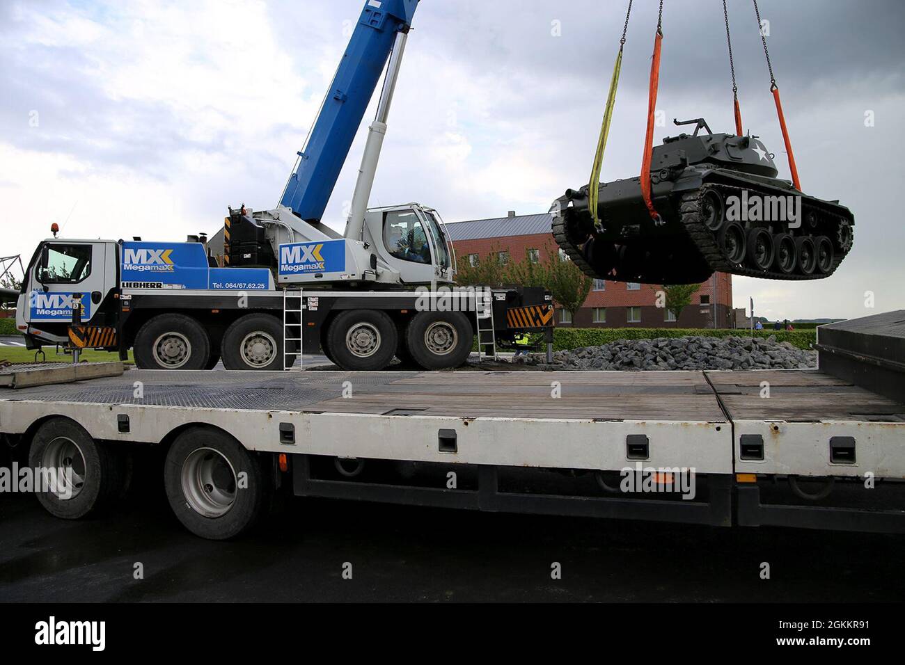 U.S. Army Garrison Benelux personnel install a U.S. Army M24 "Chaffee ...