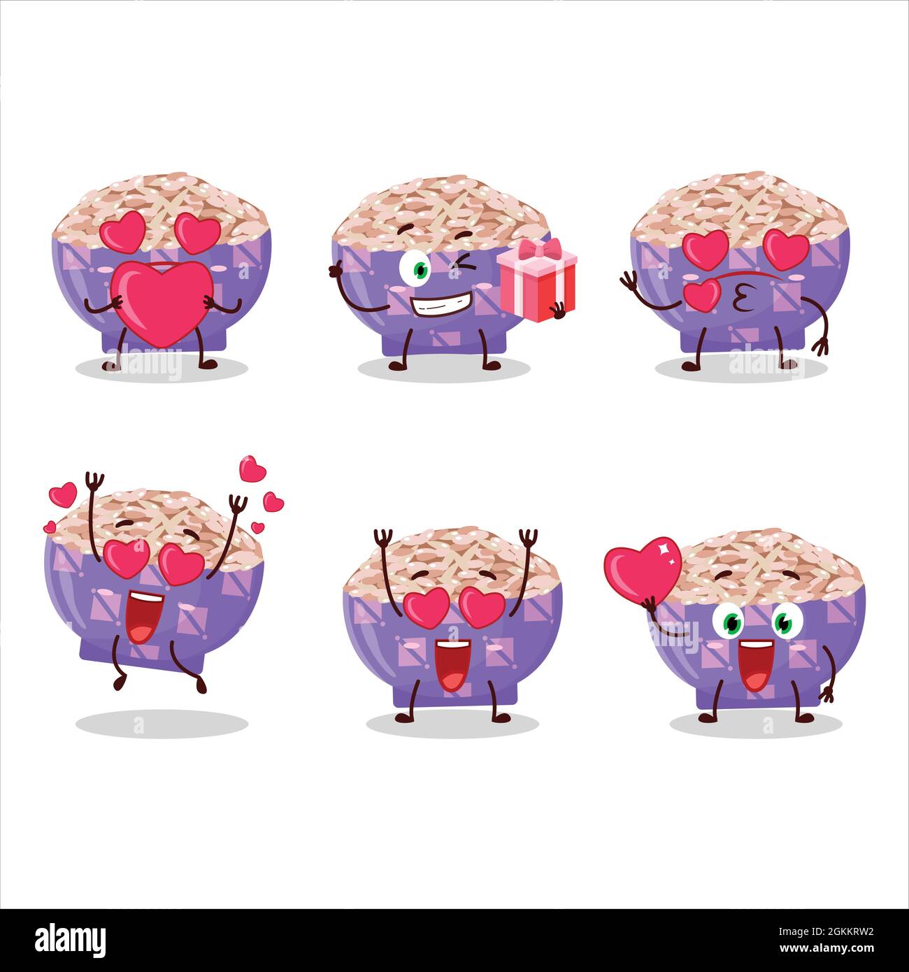 Rose matta rice cartoon character with love cute emoticon. Vector ...