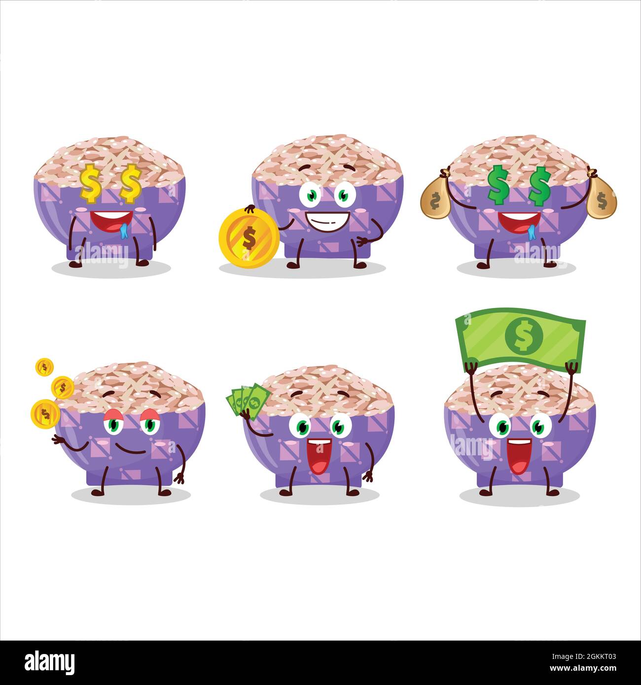 Rose matta rice cartoon character with cute emoticon bring money ...