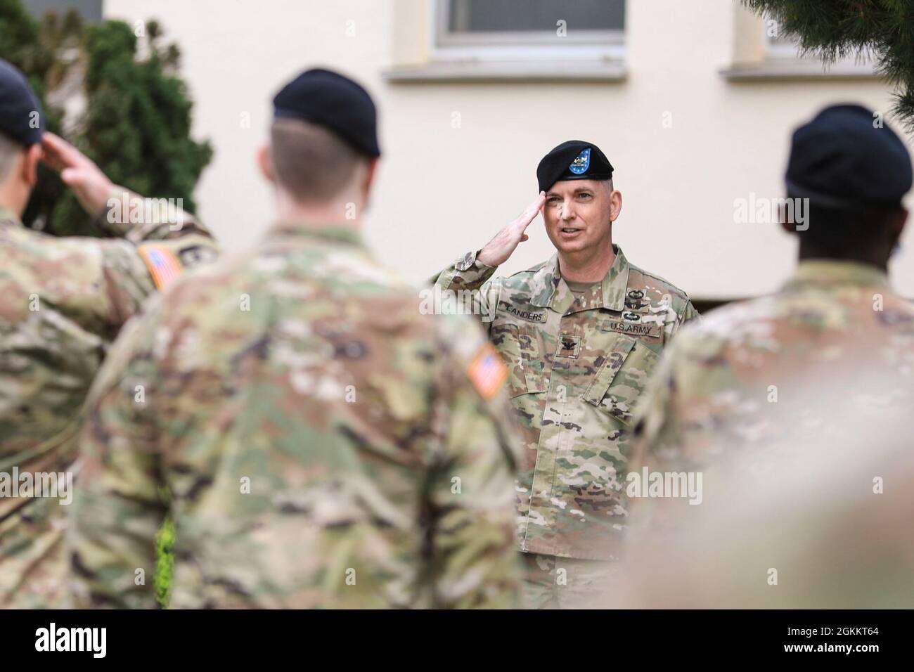 LANDSTUHL, Germany -- U.S. Army Col. Andrew L. Landers executes his ...