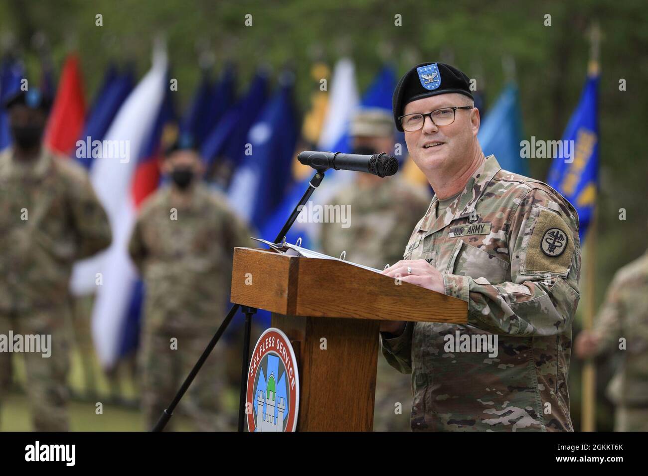 LANDSTUHL, Germany -- U.S. Army Col. Michael A. Weber provides remarks ...