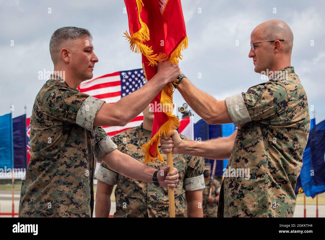 U.S. Marine Corps Lt. Col. Tyler Holland relinquishes the ...