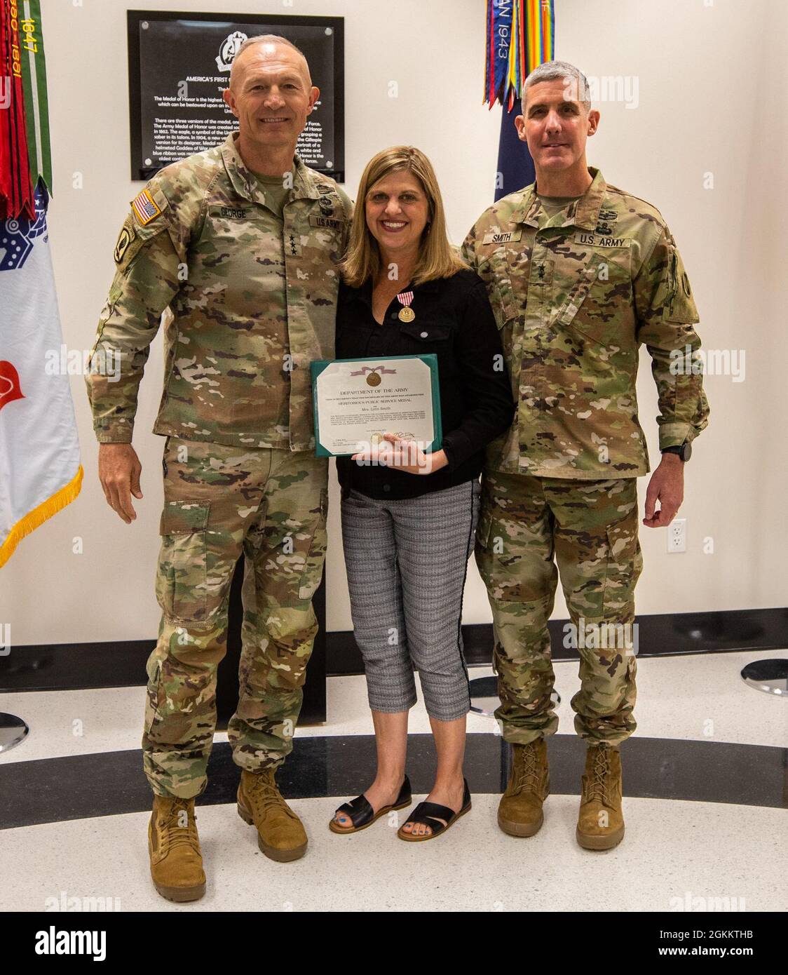 Lt. Gen. Randy George (left), commanding general of I Corps, presents ...