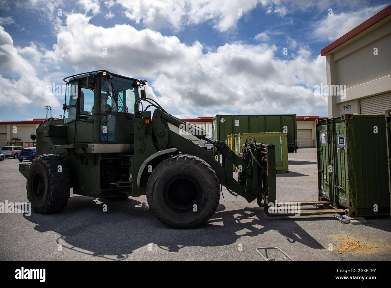 A U.S. Marine Corps forklift assigned to Marine Wing Support Squadron ...