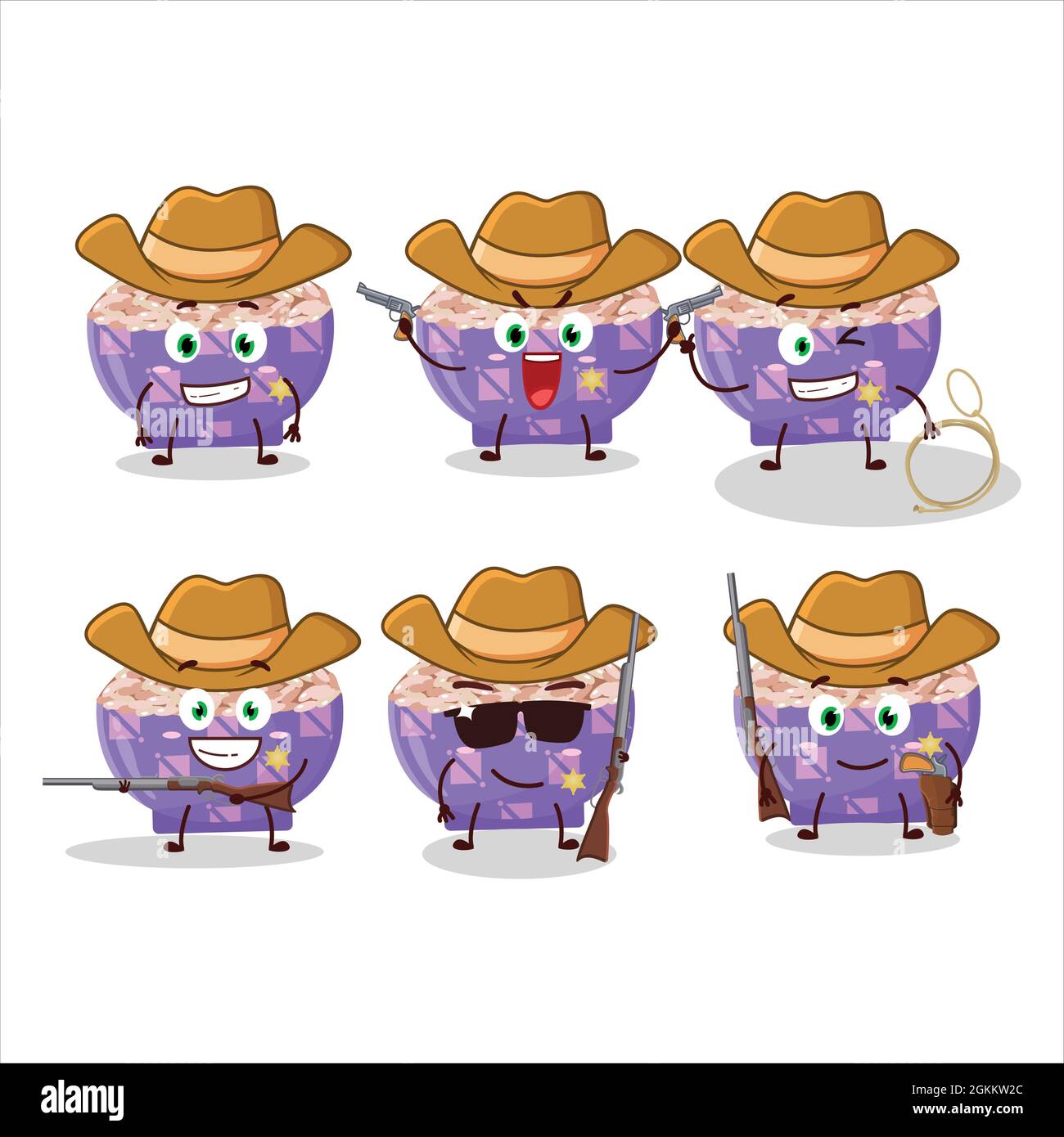 Cool cowboy rose matta rice cartoon character with a cute hat. Vector ...