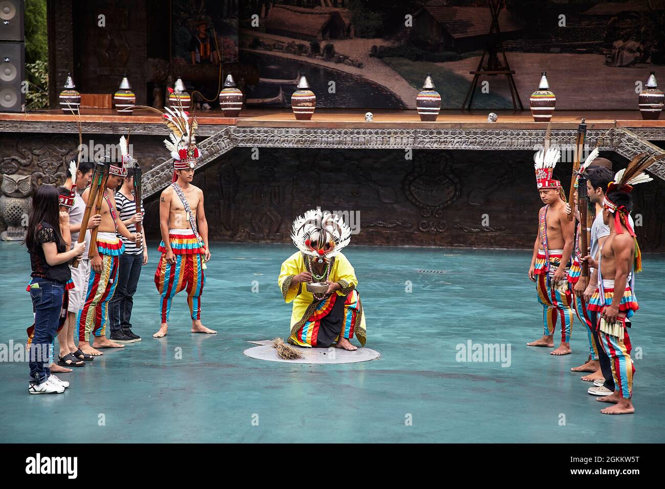 View of aboriginal people performing tribal dance at the Formosan ...