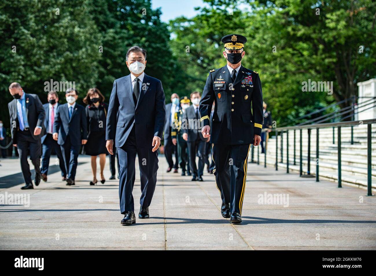 President Moon Jae-in of the Republic of Korea (left) and U.S. Army Maj ...