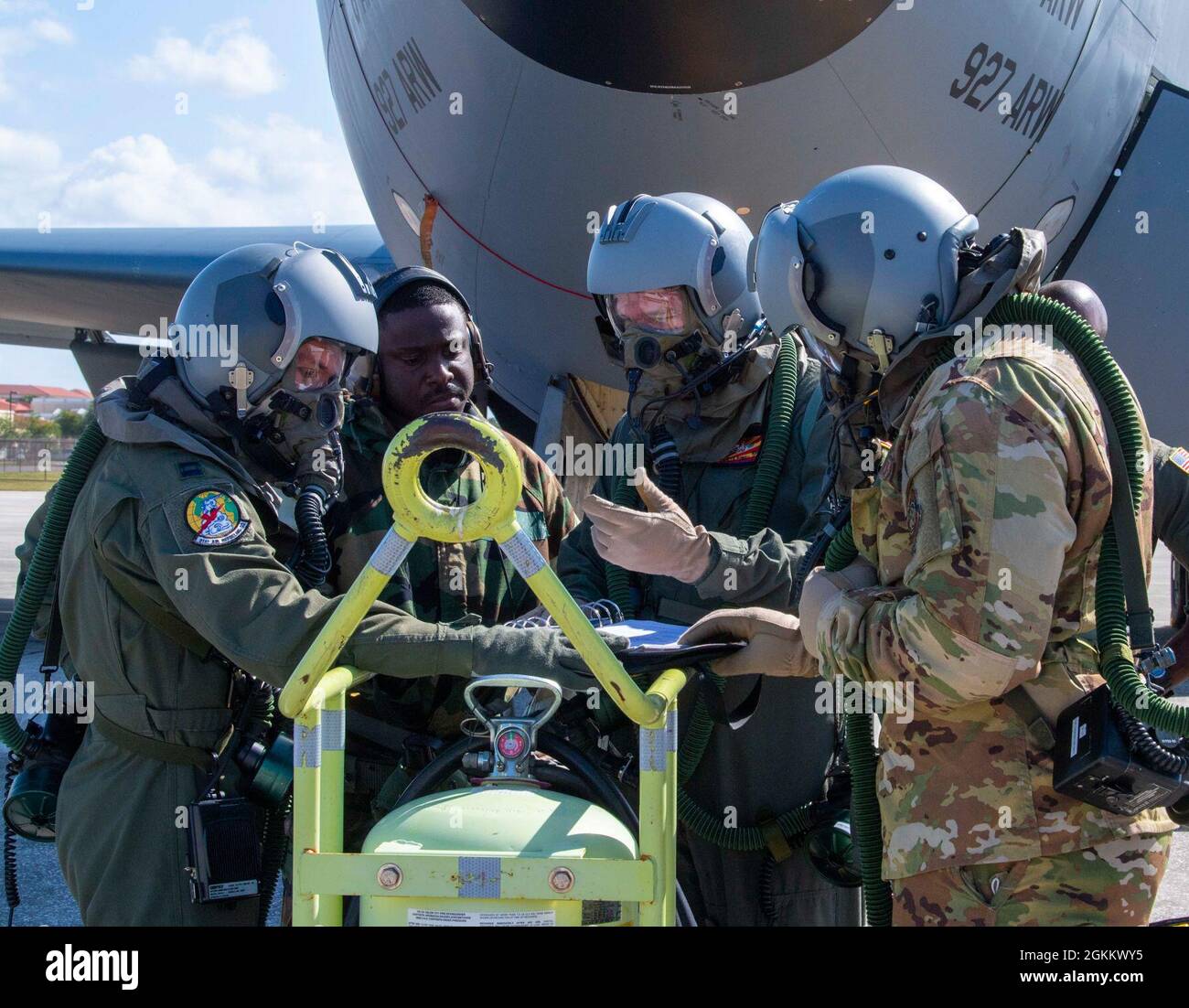 Aircrew and maintenance Airmen from the 91st Air Refueling Squadron ...