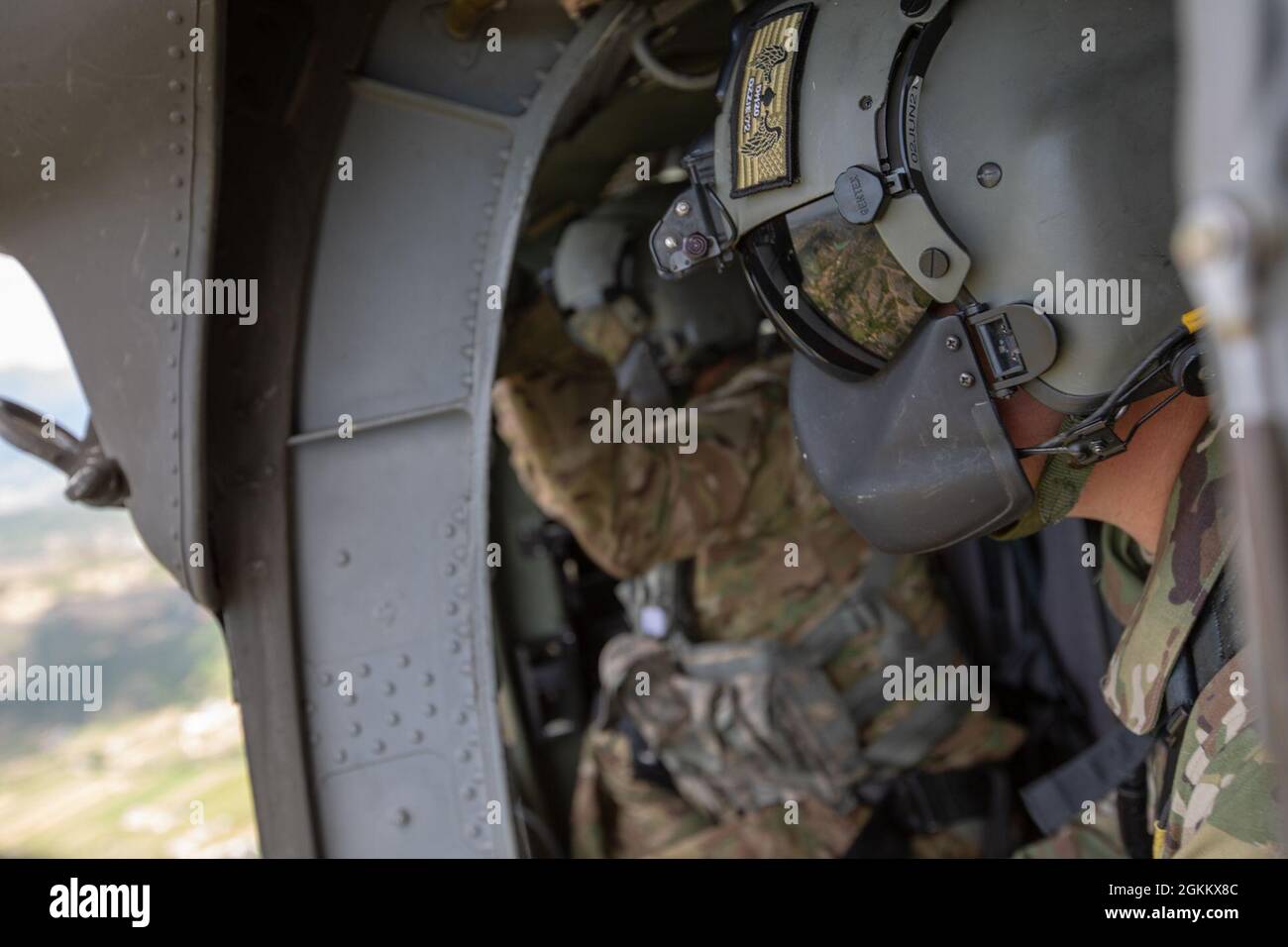 (FARKE AIRFIELD, Albania) --- Spc. Peter Kniskern, a crew chief with ...