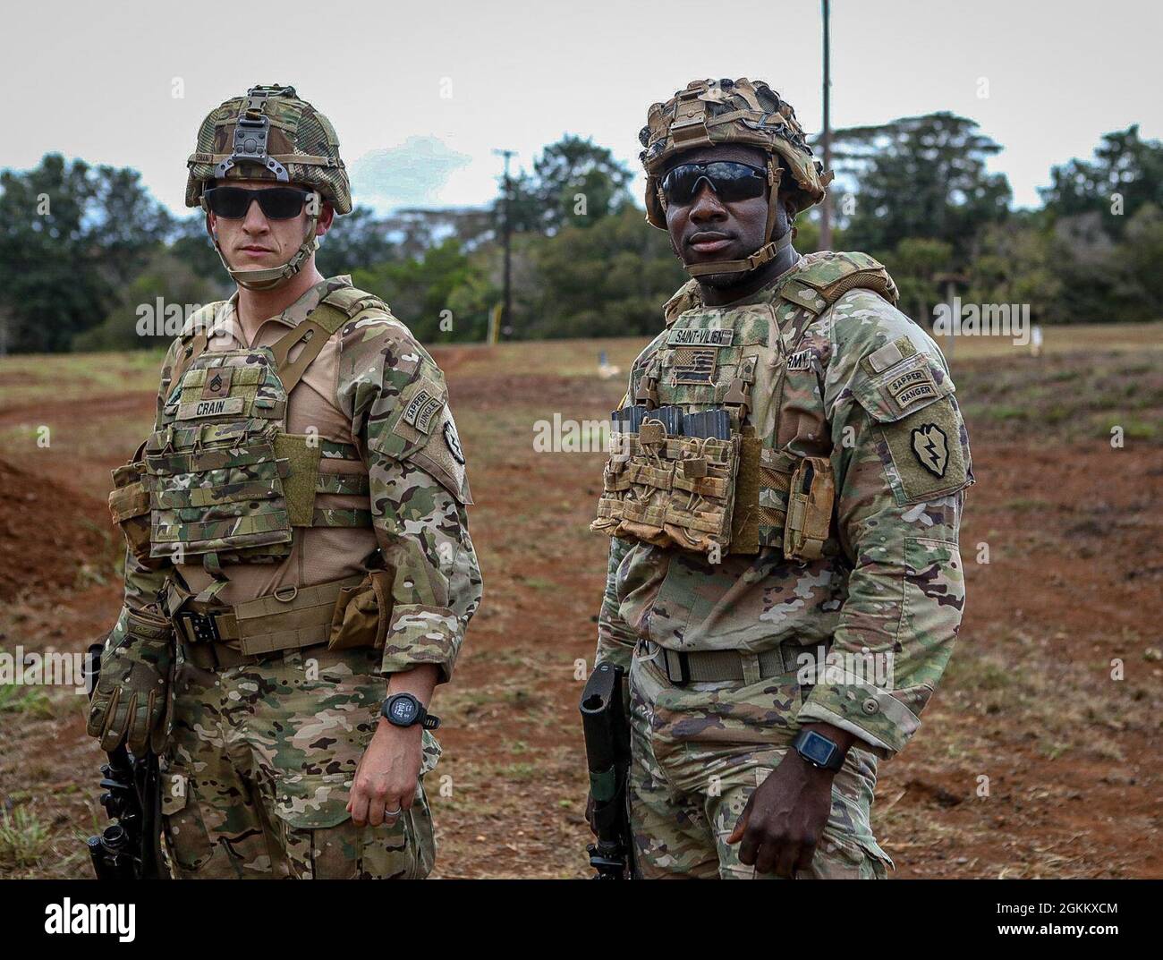 U.S. Army SSG Travlin Crain and SSG Abraham Saint-Vilien assigned to ...