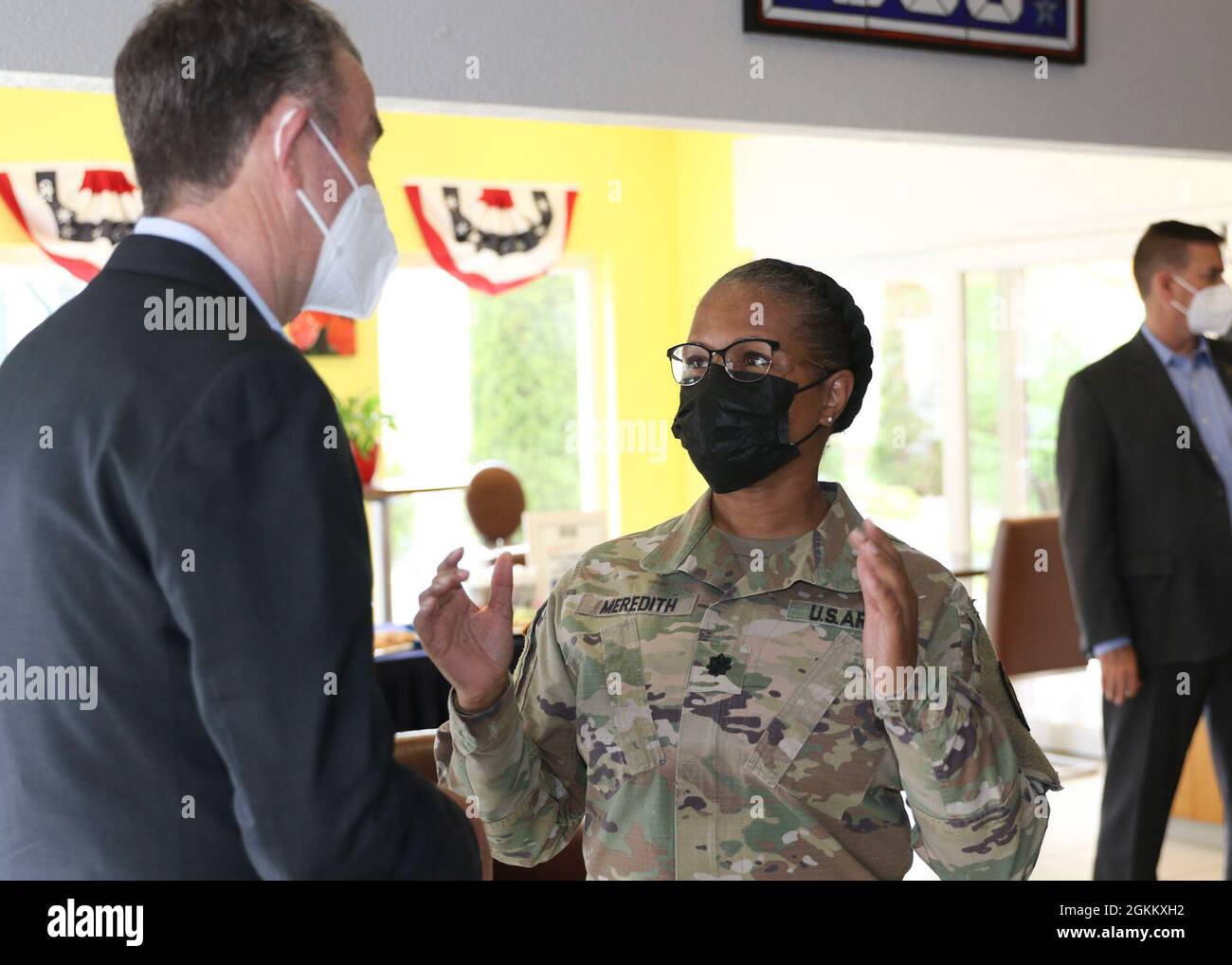 Gov. Ralph Northam, governor of Virginia, talks with U.S. Army Lt. Col ...