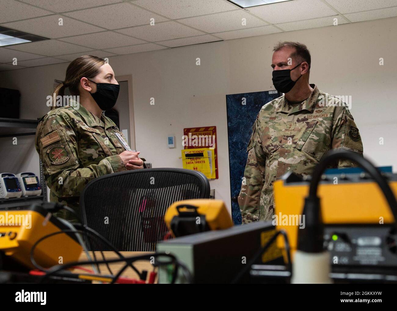 Maj. Gen. Thad Bibb, 18th Air Force commander, talk to Staff Sgt. Sara ...