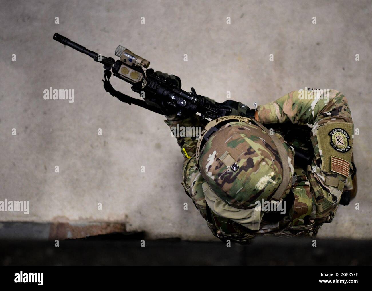 An observation catwalk provides a top-down view of a 403rd Security ...