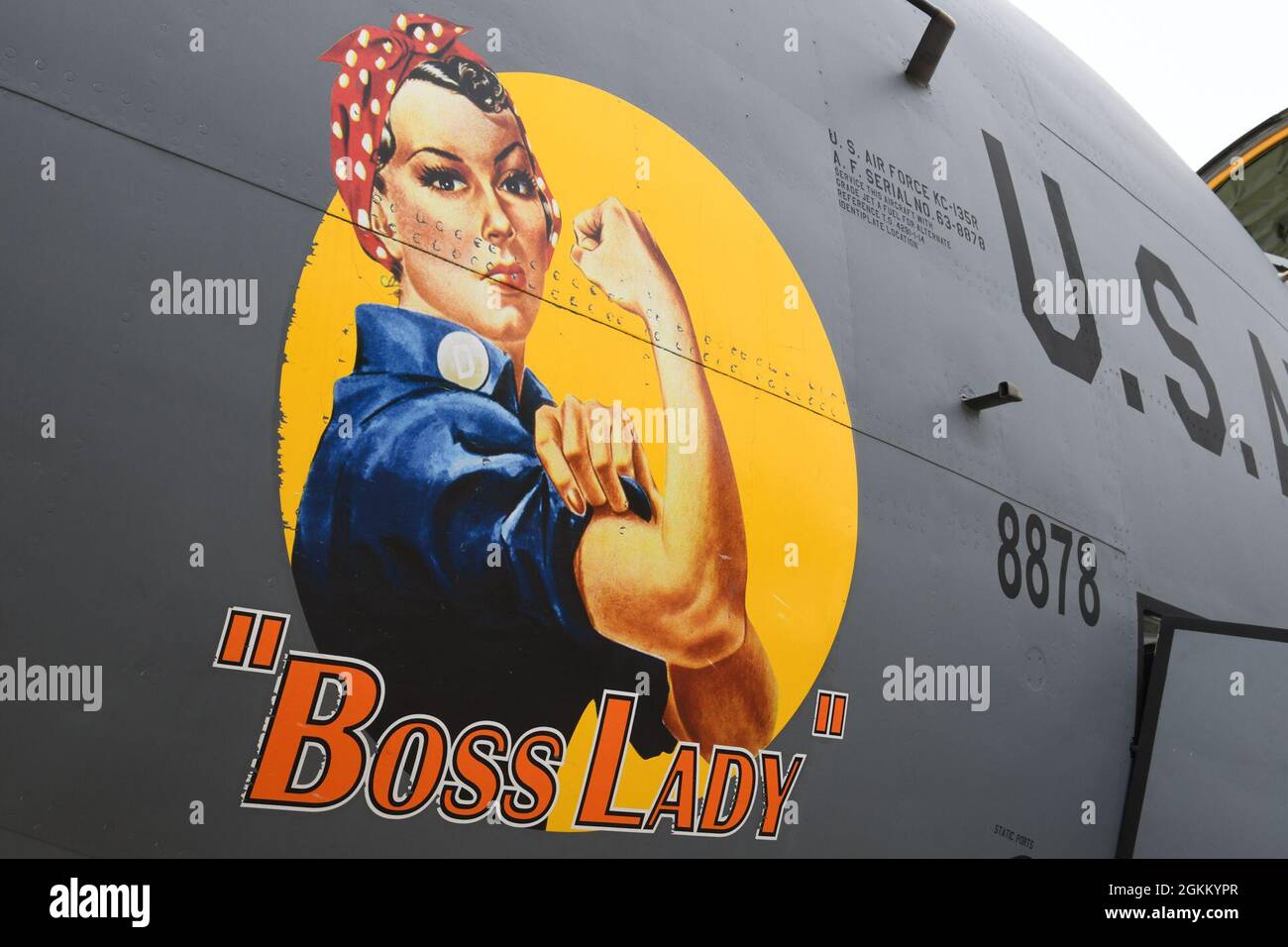 The “Boss Lady” nose art adorns a U.S. Air Force KC-135 Stratotanker ...