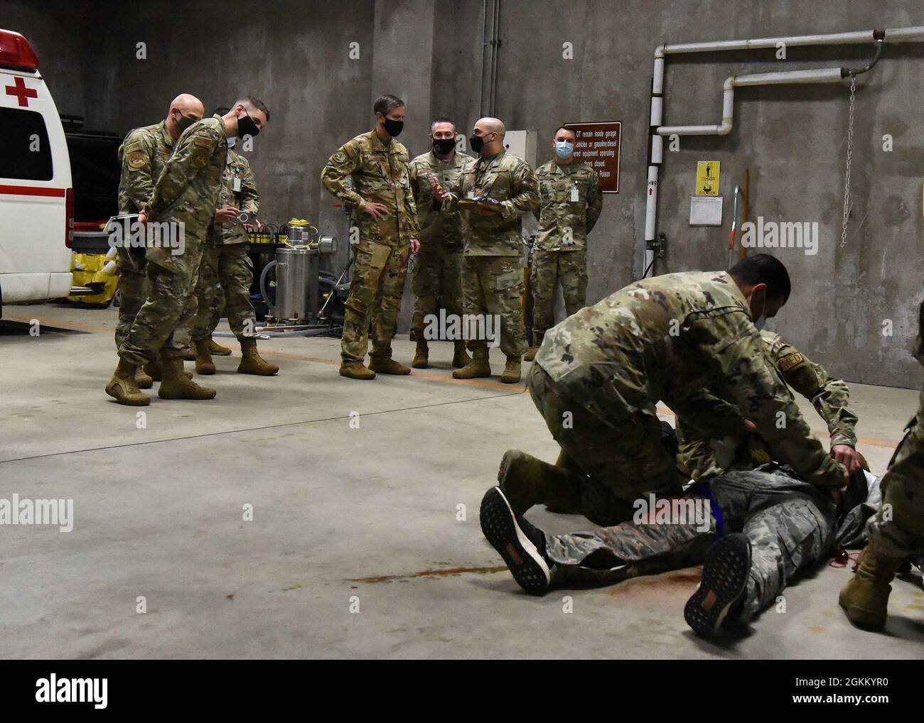 U.S. Air Force Airmen with the 35th Medical Group (MDG) prepare a ...