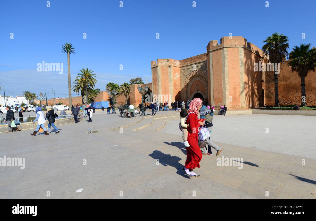 Bab el Had Square and the old city walls of Rabat, Morocco Stock Photo ...