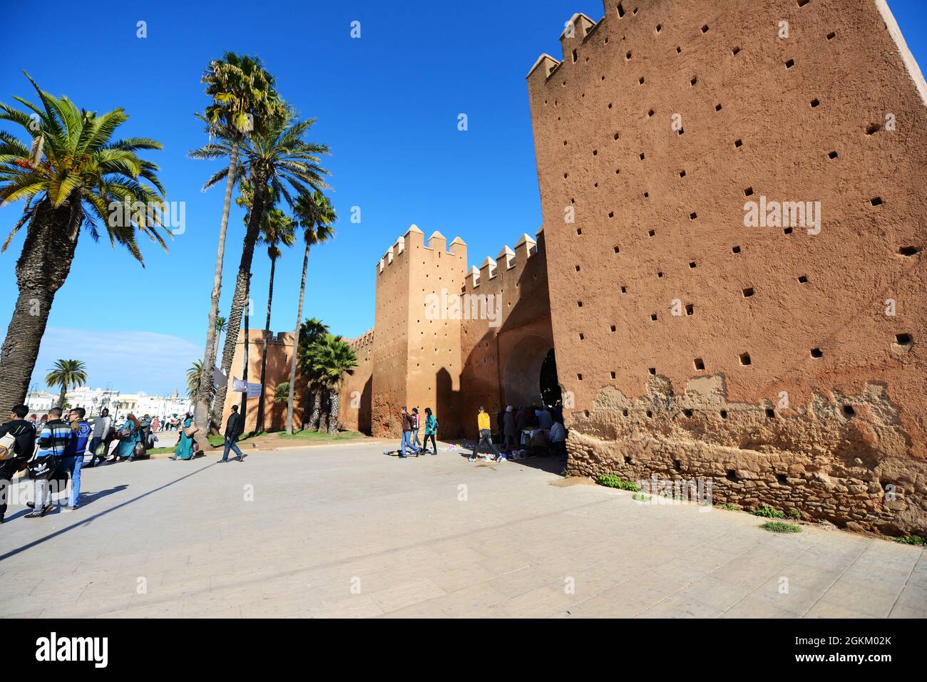 Bab el Had Square and the old city walls of Rabat, Morocco Stock Photo ...
