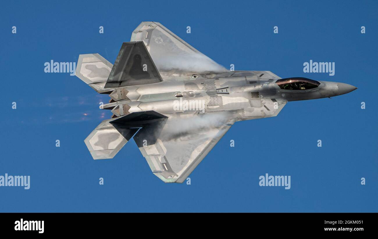 U.S. Air Force Maj. Josh Gunderson, F-22 Demo Team commander, conducts ...