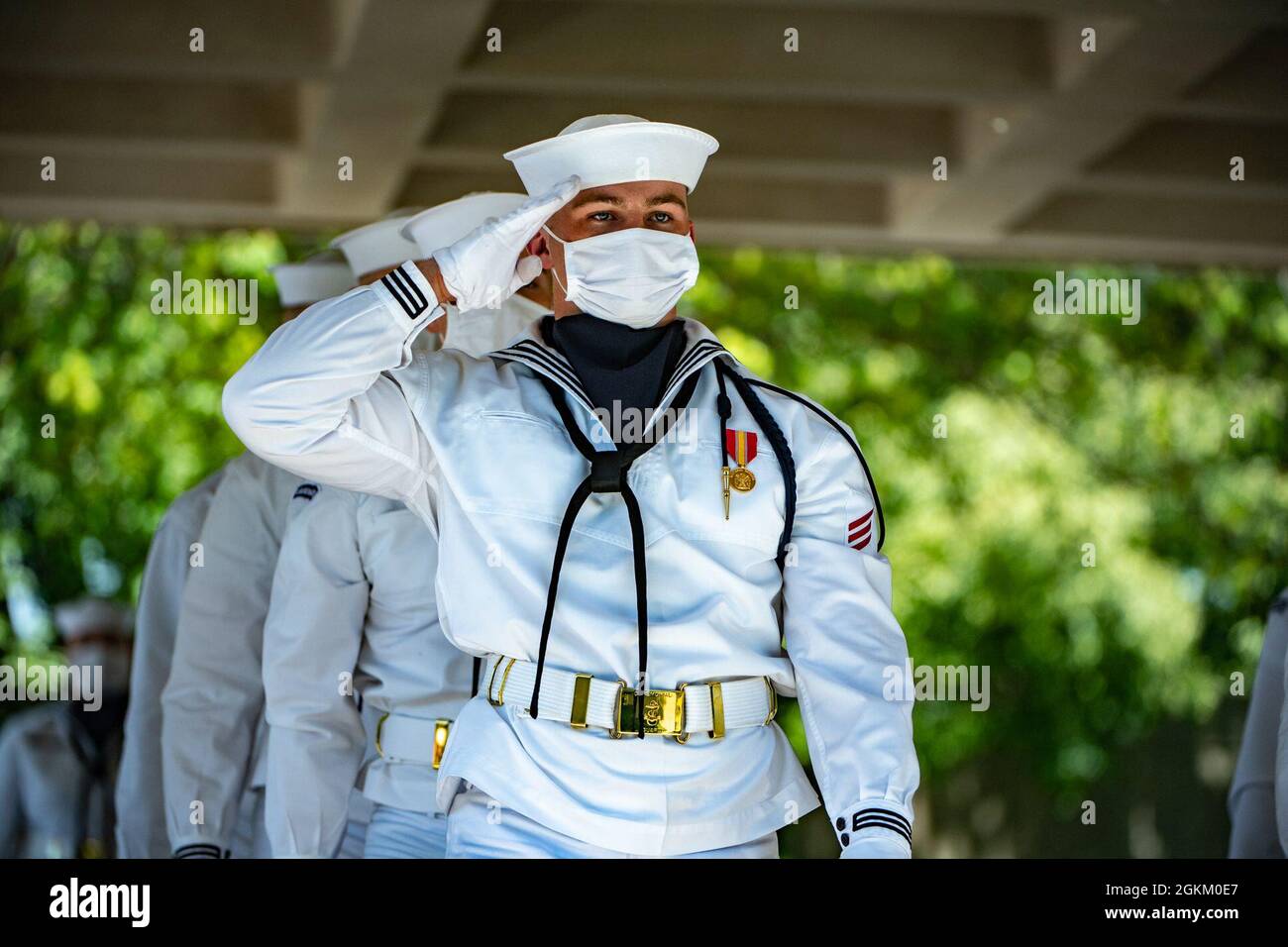 Sailors from the U.S. Navy Ceremonial Guard and a trumpeter from the U ...