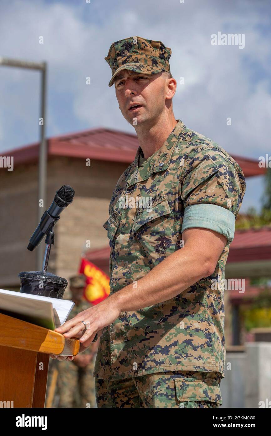U.S. Marine Lt. Col. Brian Huysman, the outgoing commanding officer for ...
