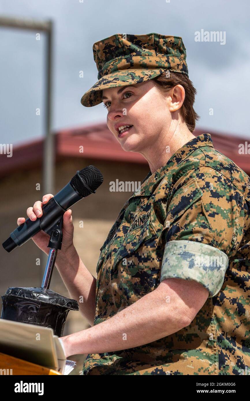 U.S. Marine Lt. Col. Rebecca Harvey, the incoming commanding officer ...