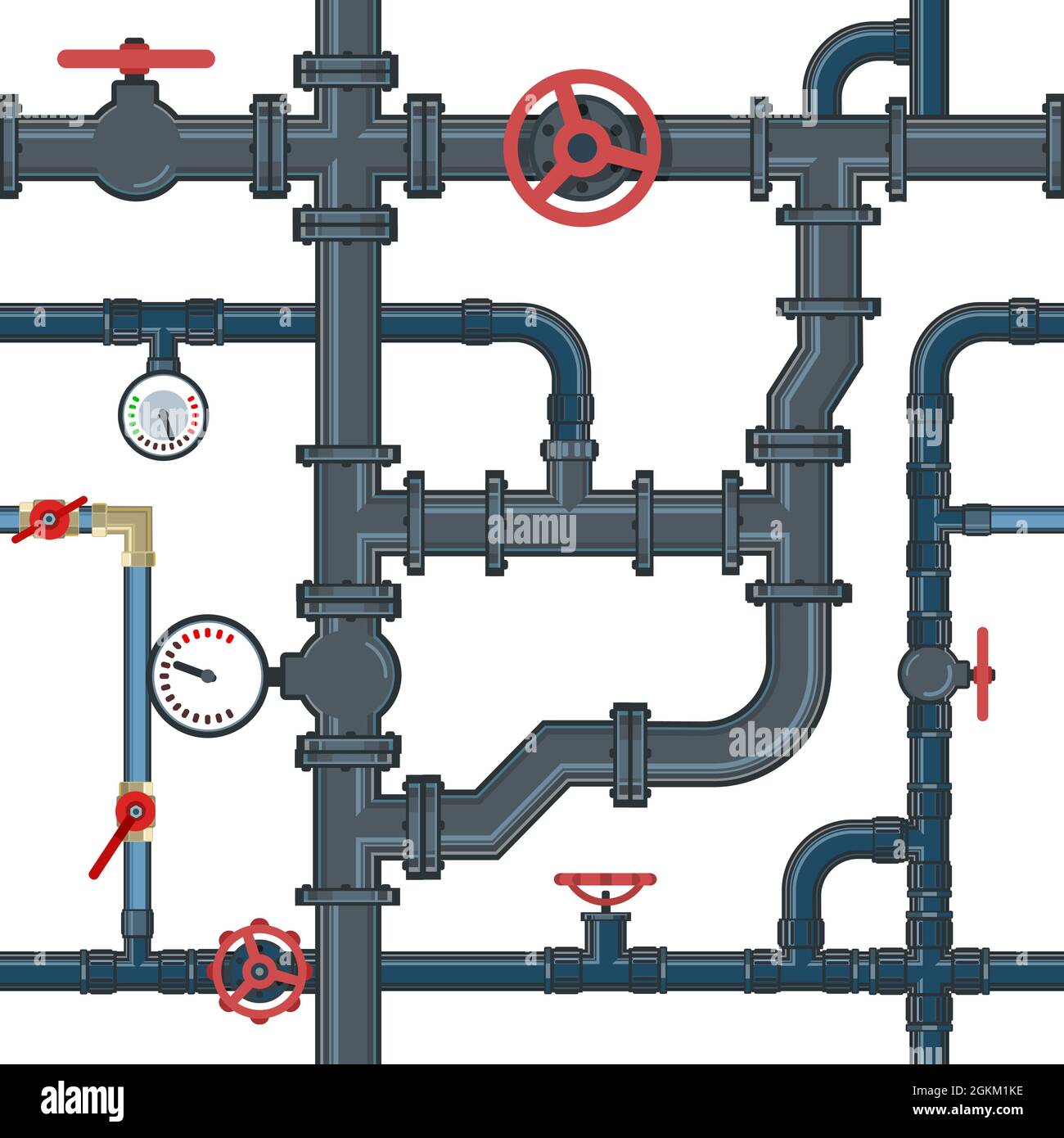 Pipeline system. Seamless pattern. Metal pipes isolated on white ...