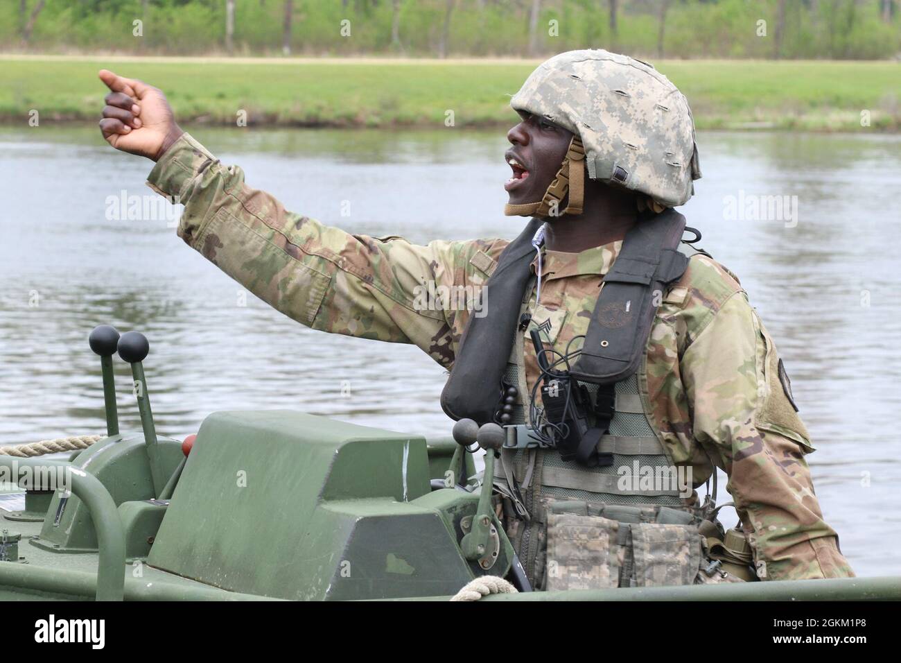 Army Reserve Sgt. Abiyo Kenyi, a bridge crew member with the 652nd ...