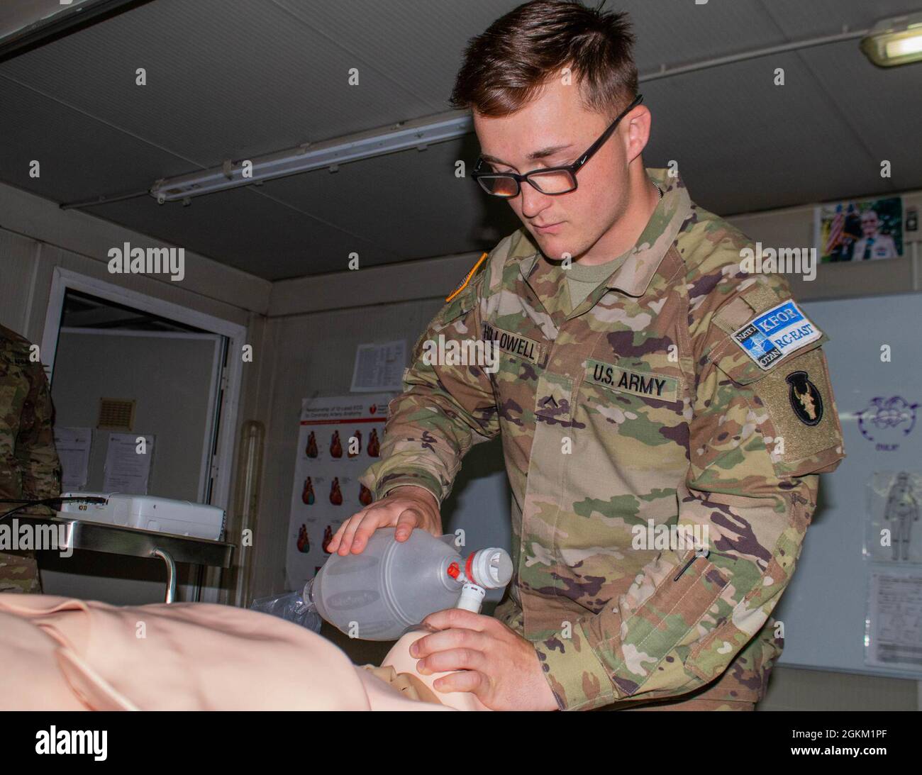 Pvt. Dominique Hollowell, a combat medic specialist with Headquarters ...