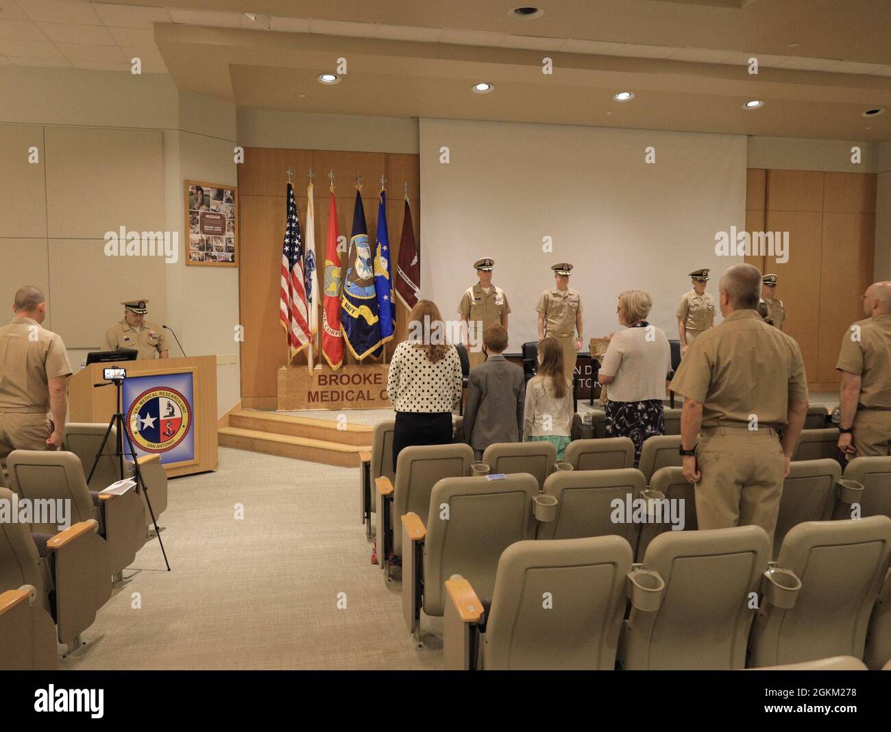 Capt. Andrew Vaughn delivers remarks at the Naval Medical Research Unit ...