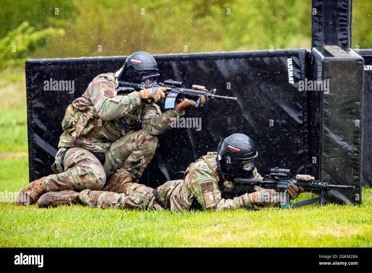 Airmen from the 423rd Security Forces Squadron, defend their position ...