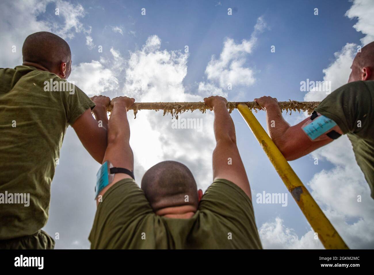 A recruit at Marine Corps Recruit Depot, San Diego (MCRD), executes a ...