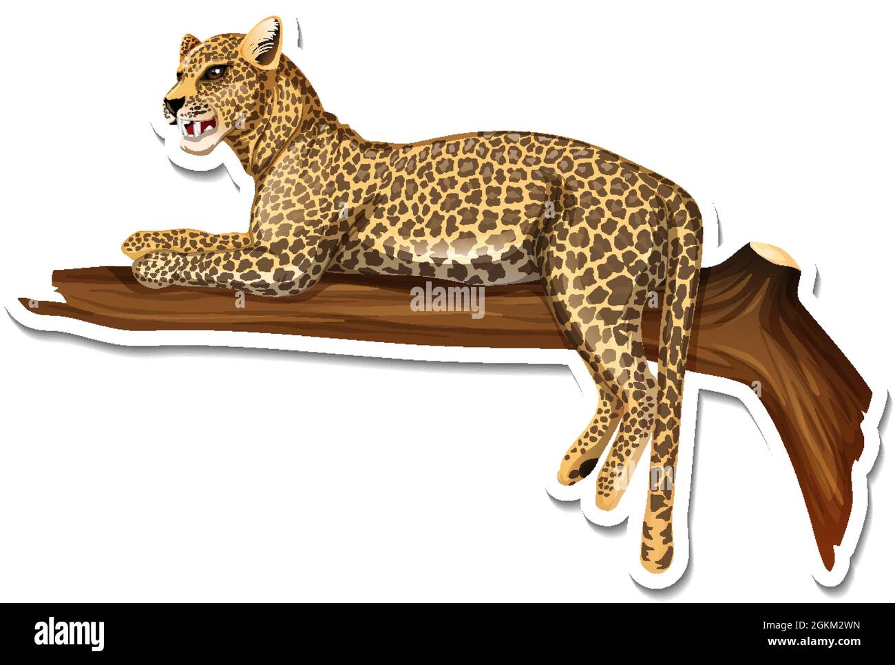 A sticker template of leopard cartoon character illustration Stock ...