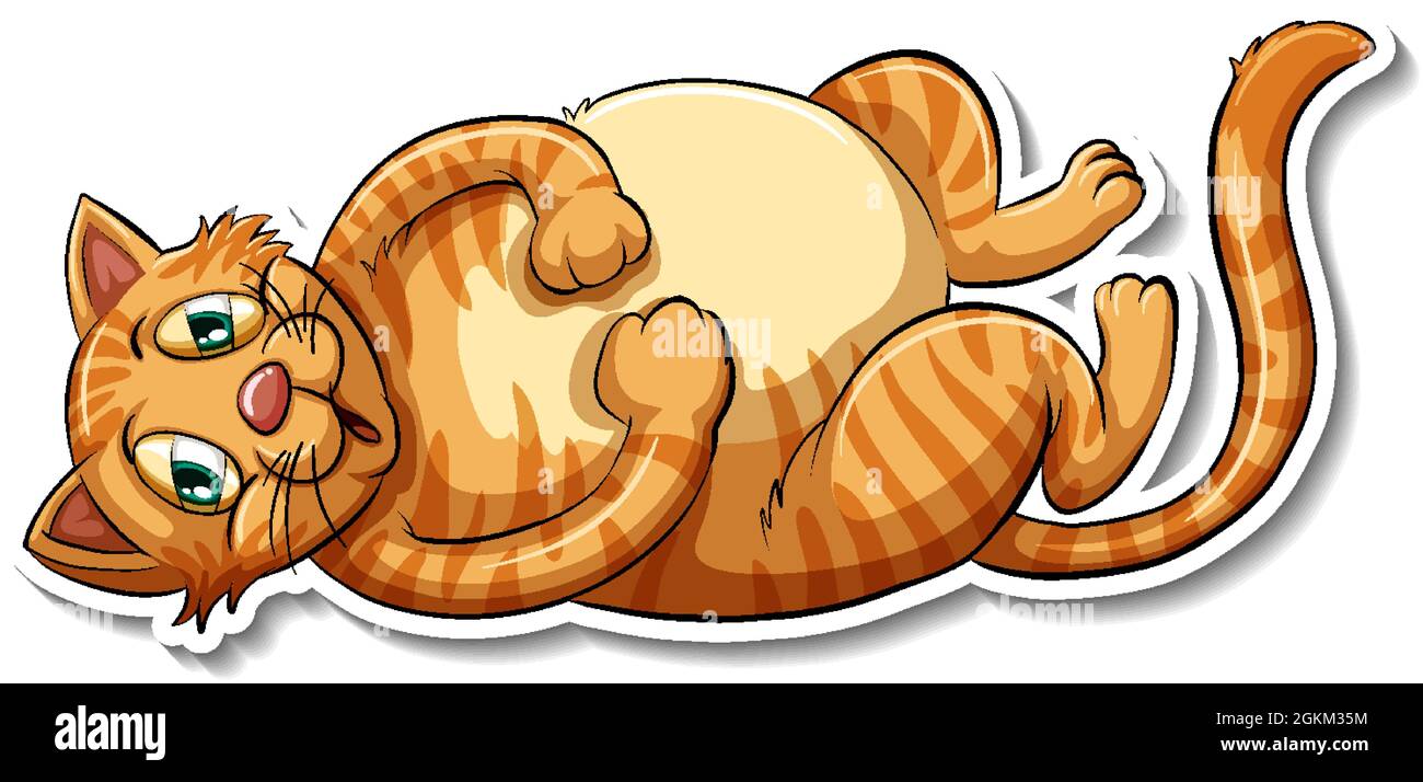 A sticker template of cat cartoon character illustration Stock Vector ...