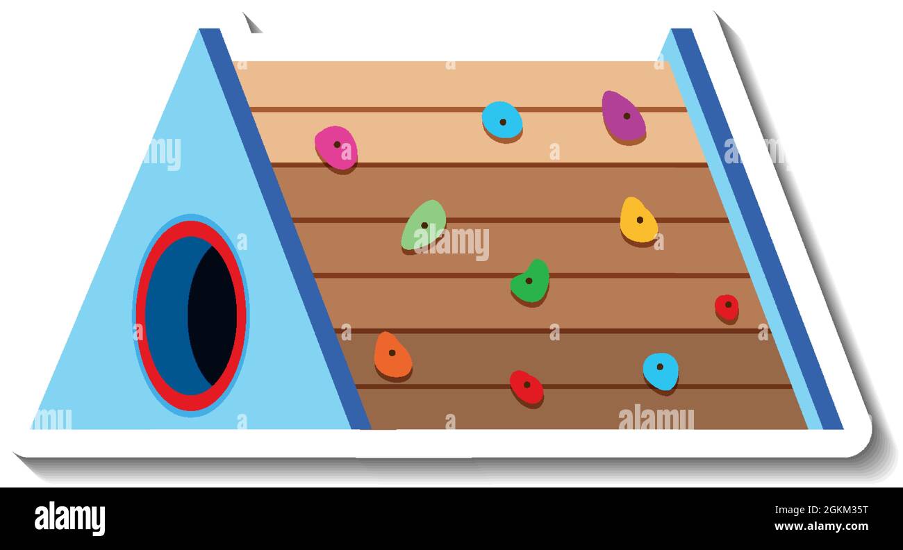 A sticker template with climbing wall kids playground equipment ...
