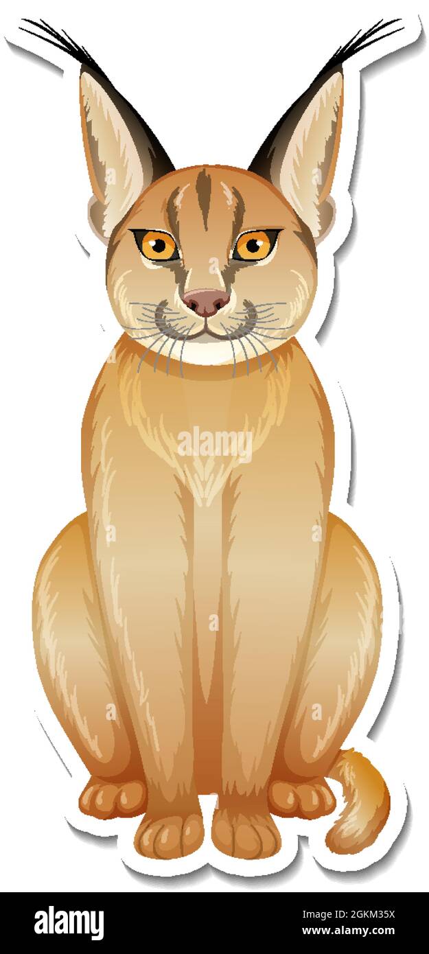 A sticker template of caracal cartoon character illustration Stock ...