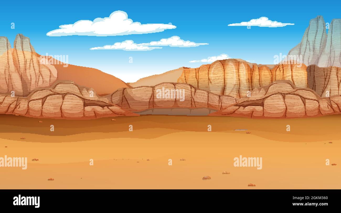 Desert forest landscape at daytime scene illustration Stock Vector ...
