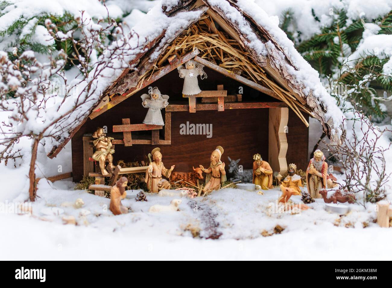 Little crib in snowy environment Stock Photo - Alamy