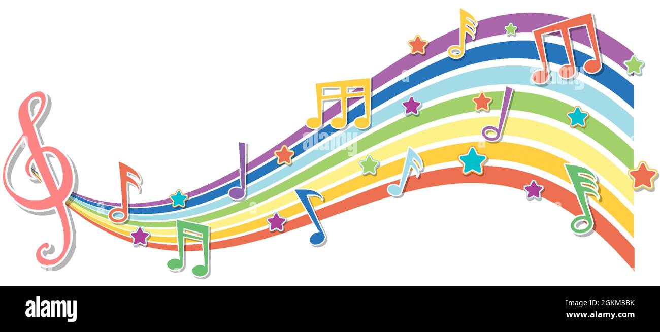 Rainbow wave with melody symbols illustration Stock Vector Image & Art ...