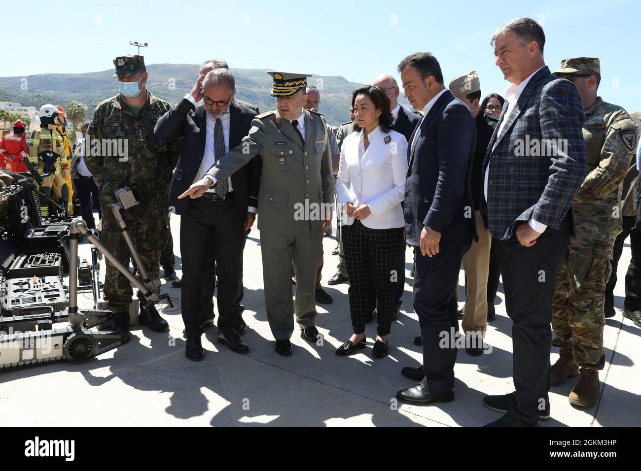 Albanian military officials show off a display by the Armed Forces ...