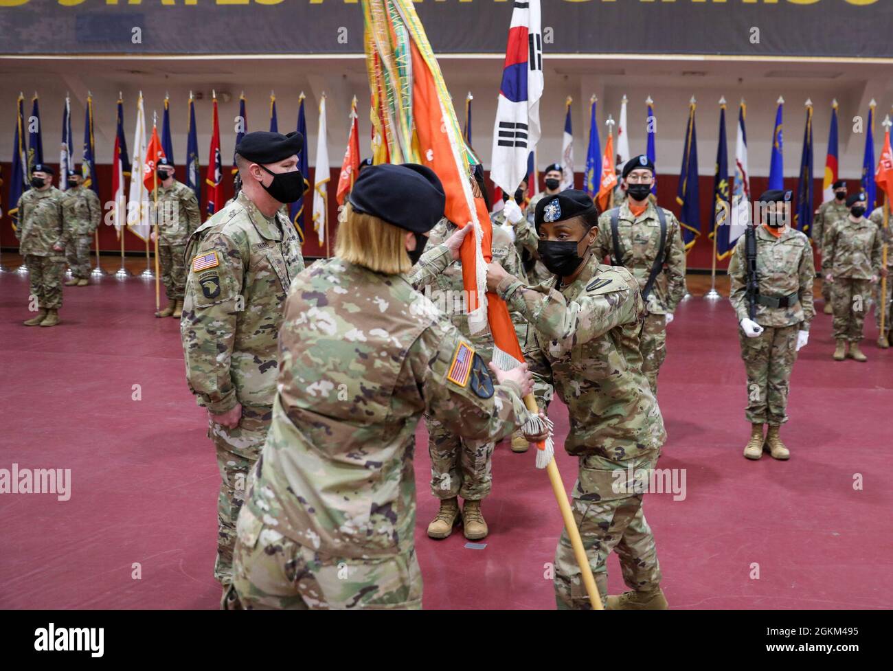 Lt. Col. Lockley 41st Signal Battalion commander giving the batallion ...