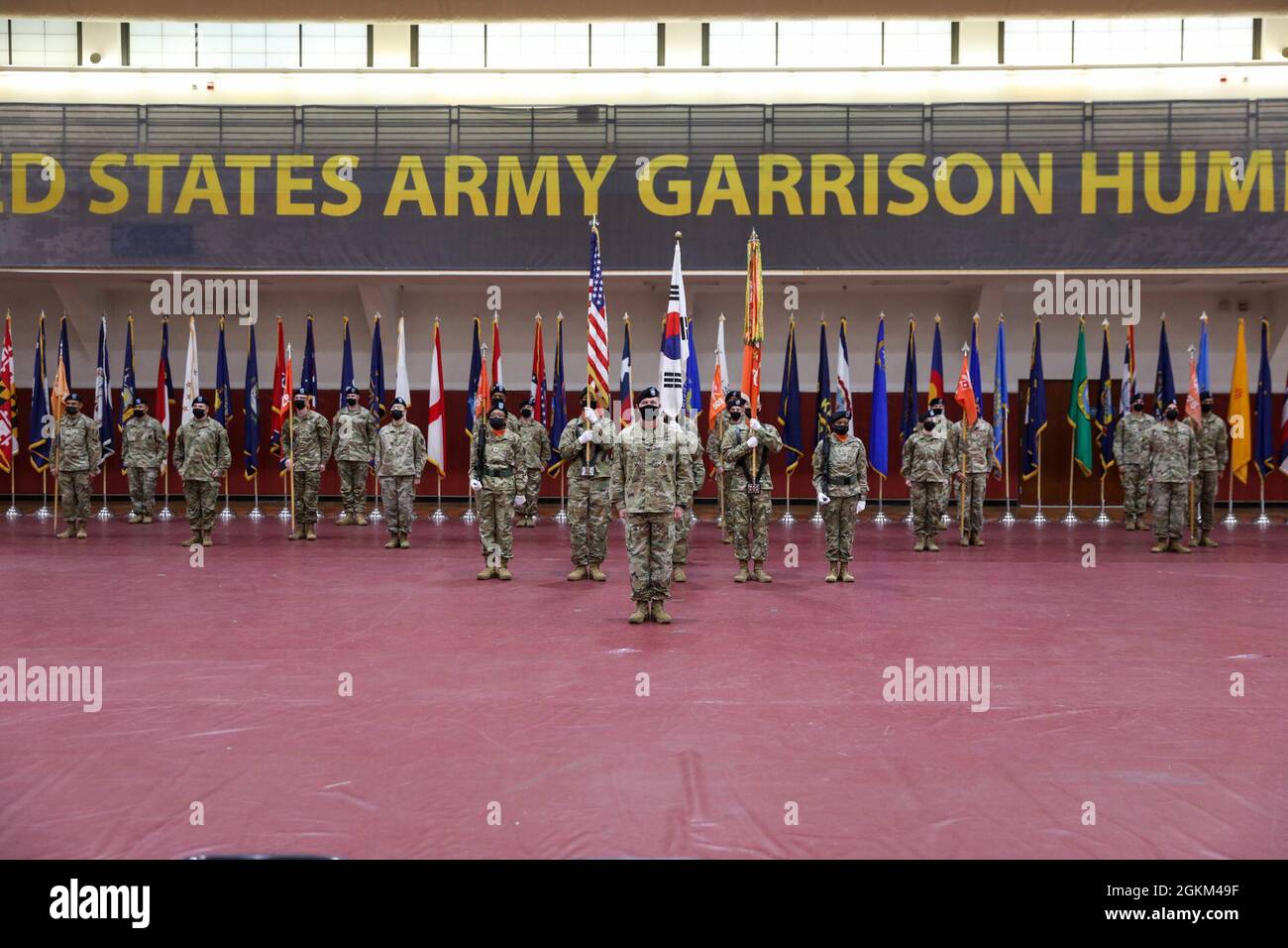 Lt. Col Kyle R. Yates, 41st Signal Battalion commander in front of all ...
