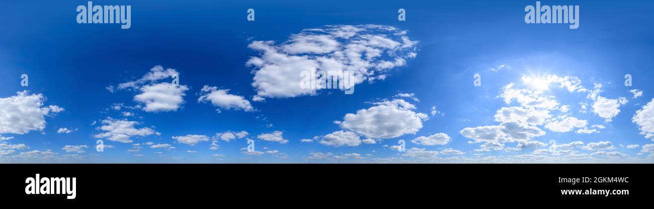 Seamless panorama with blue sky 360-degree view and beautiful clouds ...