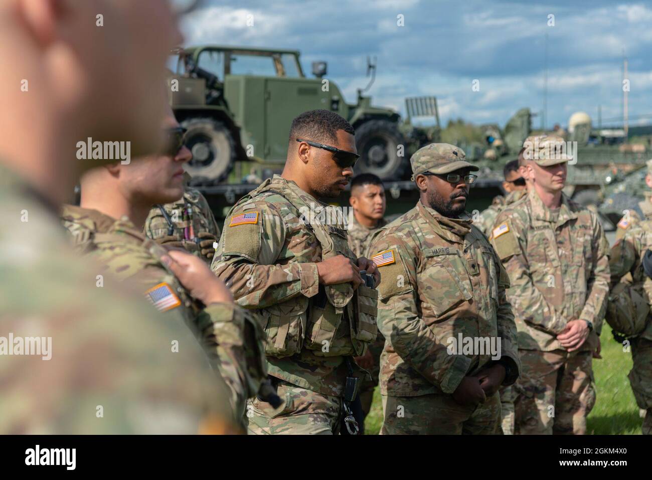 U.S. Soldiers from the 2d Cavalry Regiment attend a convoy brief in ...