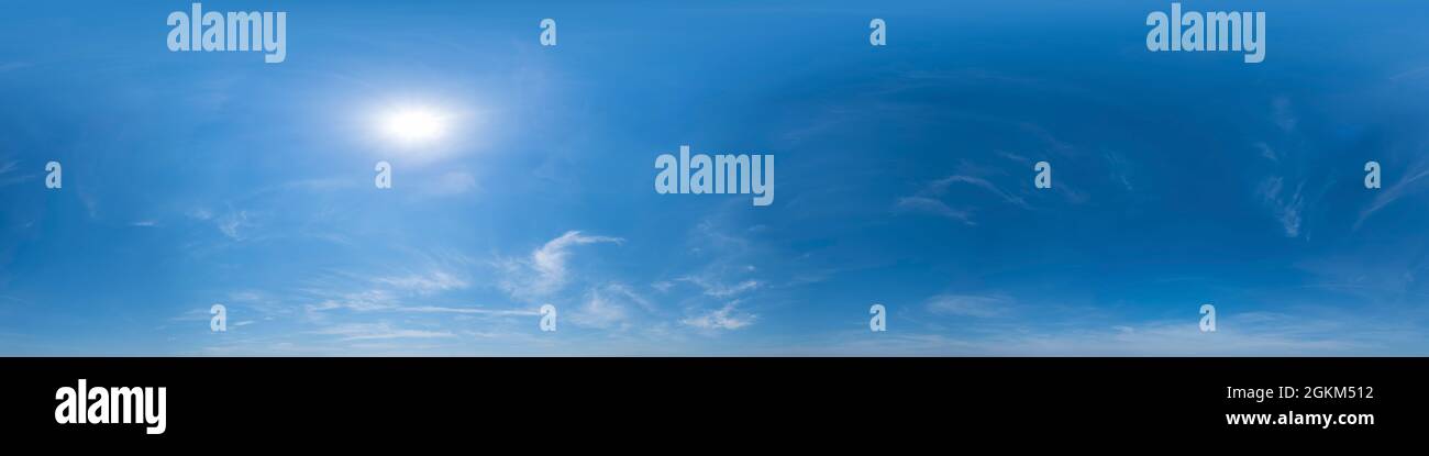 Seamless panorama with blue sky 360-degree view and beautiful clouds ...