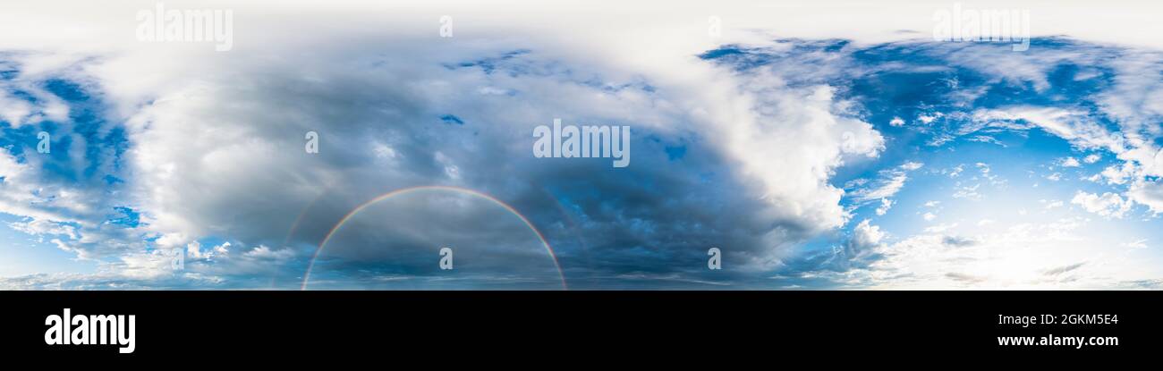 Seamless panorama with blue sky 360-degree view and beautiful clouds ...