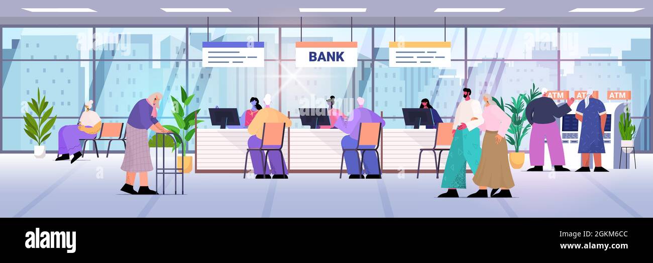Inside bank customers Stock Vector Images - Alamy