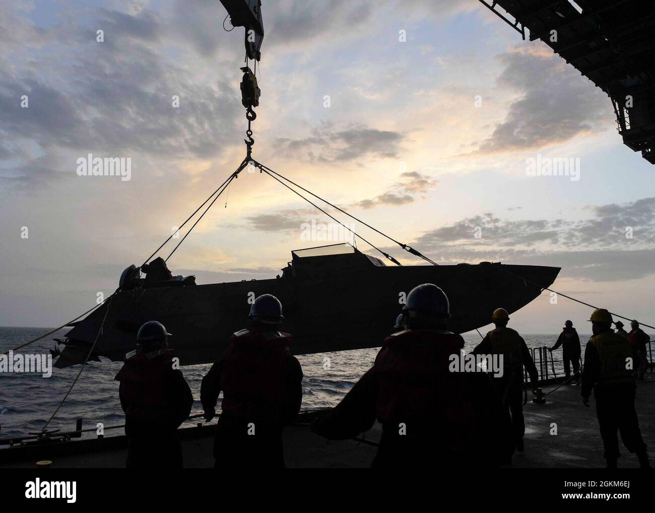 MEDITERRANEAN SEA (May 23, 2021) Deck department Sailors launch a ...