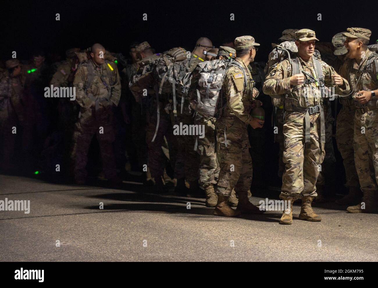 U.S. Army Reserve Soldiers get ready to begin the Ruck March event ...